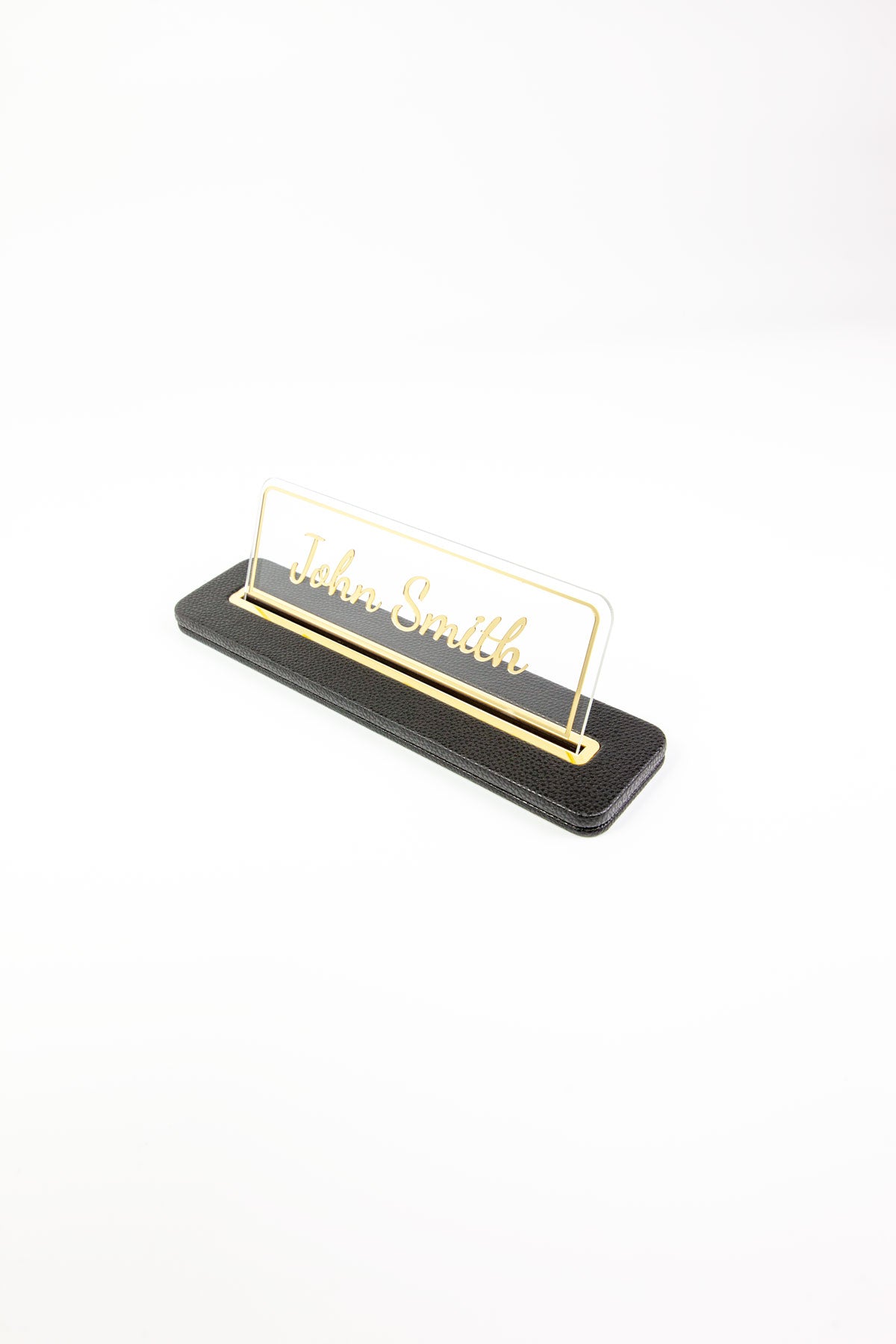 Leather Desk Nameplate Black Gold Detailed – Turgut Office